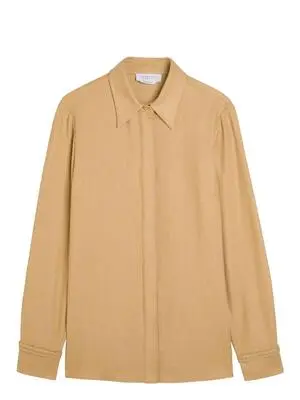 Gabriela Hearst Cruz Cashmere And Silk-blend Shirt - Camel