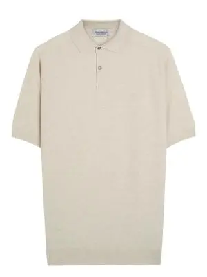 John Smedley Waffle Merino Wool Polo Shirt - Beige