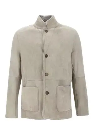 GSM-75 Button-fastening Suede Jacket - Neutrals
