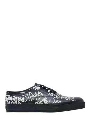 Comme Des Garçons Message-printed Leather Sneakers - Black