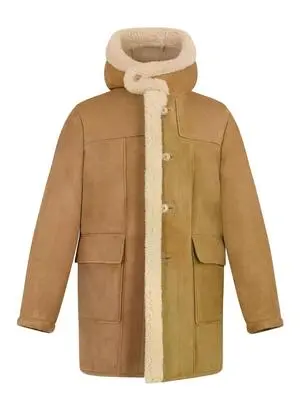 FURSAC Hooded Shearling Coat - Brown
