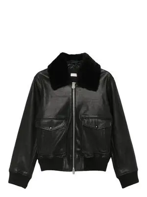 FURSAC Zip-up Leather Jacket - Black