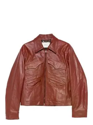 SECOND / LAYER Leota Leather Jacket - Red
