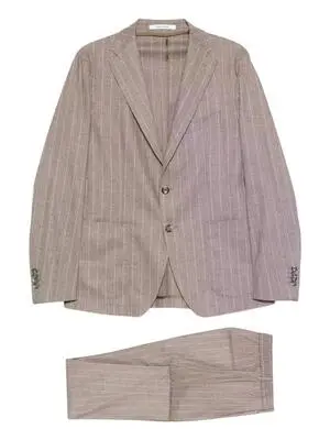 Tagliatore Dakar Striped Suit - Neutrals