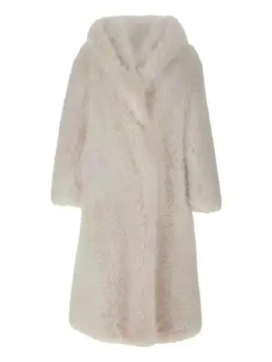 BB COUTURE Hooded Shearling Coat - Neutrals