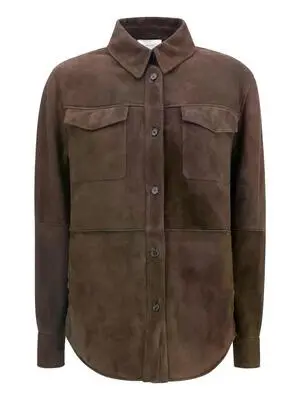 THE ROW Panelled Suede Shirt Jacket - Brown