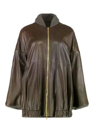 Alberta Ferretti Oversized Bomber Jacket - Brown
