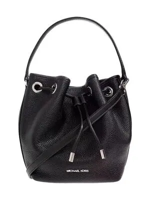 Michael Kors Drawstring Leather Bucket Bag - Black