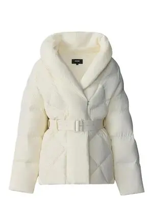 Mackage Down Belted Jacket With Shawl Collar - Cream