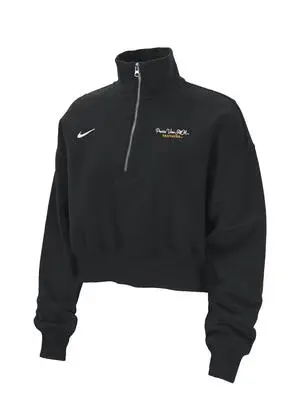 Nike College Phoenix Fleece Cropped 1/4-zip Pullover - Black