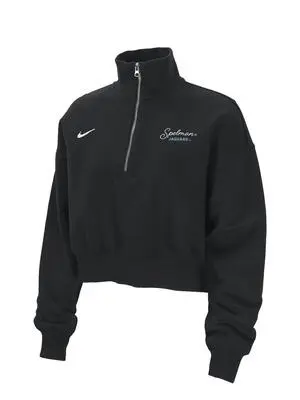 Nike College Phoenix Fleece Cropped 1/4-zip Pullover - Black