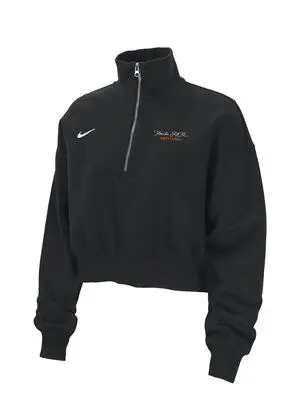 Nike College Phoenix Fleece Cropped 1/4-zip Pullover - Black
