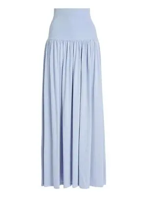 Zimmermann Metallic Knitted Maxi Skirt - Light Blue