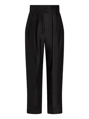 Zimmermann Pleated Tapered Wool-Silk Blend Pants Black