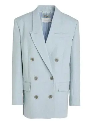 Zimmermann Double-breasted Donegal Blazer - Light Blue
