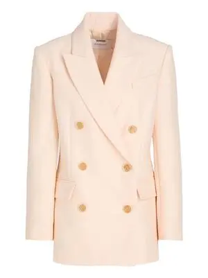 Zimmermann Double-breasted Wool And Silk-blend Blazer - Blush