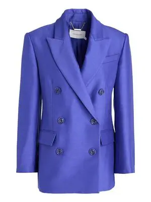 Zimmermann Double-breasted Wool And Silk-blend Blazer - Indigo