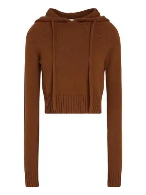 Zimmermann Cropped Wool And Cashmere-blend Hoodie - Brown