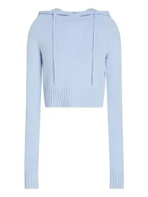 Zimmermann Cropped Wool And Cashmere-Blend Hoodie Light Blue