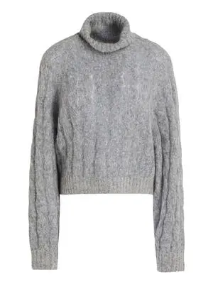 Brunello Cucinelli Bead-embellished Knit Turtleneck Sweater - Gray