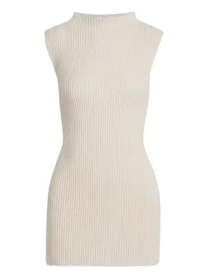 Another Tomorrow Ribbed Cashmere And Wool-blend Vest - Off-white