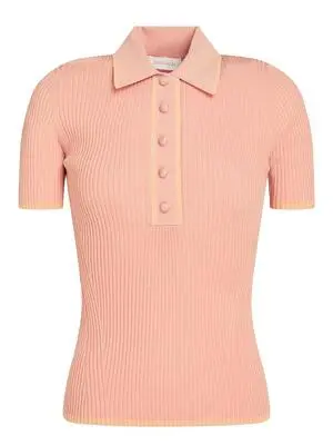 ZIMMERMANN Metallic Ribbed-Knit Polo Shirt