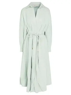 Zimmermann Pleated Leather Midi Shirt Dress - Mint