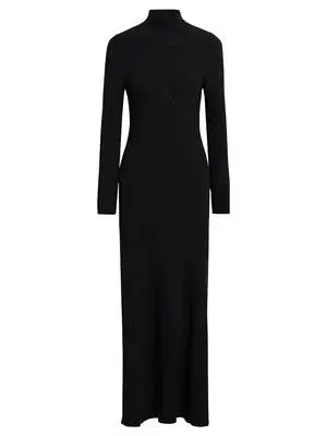 Staud Open-back Ribbed-knit Turtleneck Maxi Dress - Black