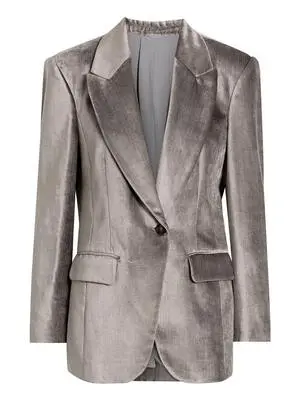 Brunello Cucinelli Cotton-blend Velvet Blazer - Gray