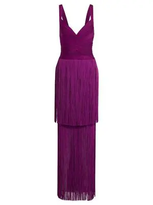 Herve Leger Blanca Fringed Bandage Gown - Violet