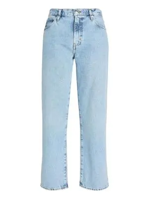 FRAME The Hang Cropped High-rise Straight-leg Jeans - Light Denim