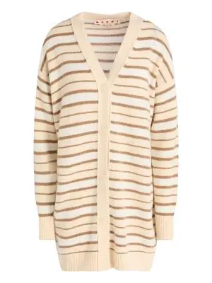 Marni Striped Wool And Cashmere-blend Cardigan - Cream