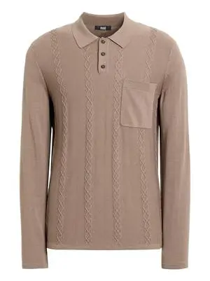 Paige Merrifield Cable-knit Cotton-blend Polo Sweater - Taupe