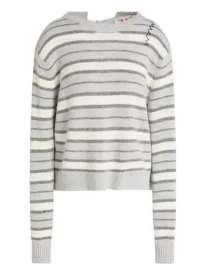 Marni Striped Wool And Cashmere-blend Sweater - Gray