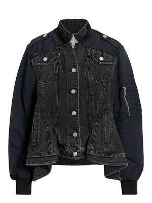 3.1 Phillip Lim Ruffled Denim And Shell Jacket - Charcoal