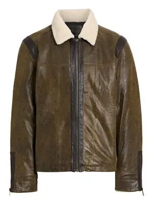 Paige Leather Jacket With Fleece Trims - Dark Brown
