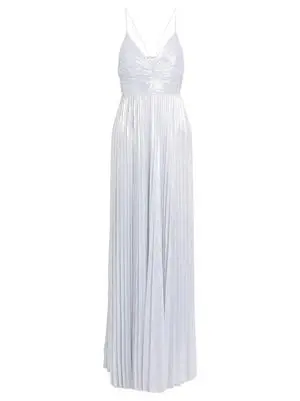 Retrofete Carolina Pleated Lamé Maxi Dress - Silver