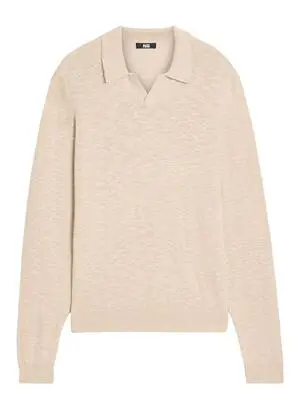 Paige Valdez Cotton And Linen-blend Polo Sweater - Cream
