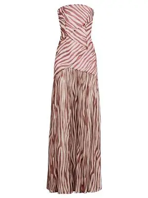 Retrofete Nicole Strapless Zebra-print Maxi Dress - Baby Pink