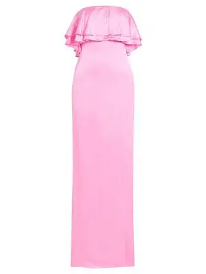 Retrofete Queenie Strapless Ruffled Satin Maxi Dress - Bubblegum