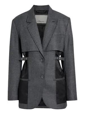 3.1 Phillip Lim Pinstriped Satin-paneled Twill Blazer - Gray