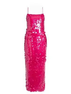Retrofete Alana Sequined Tulle Maxi Dress - Fuchsia