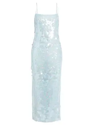 Retrofete Alana Sequined Tulle Maxi Dress - Sky Blue