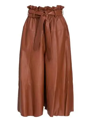 Zimmermann Ruffled Leather Culottes - Brown