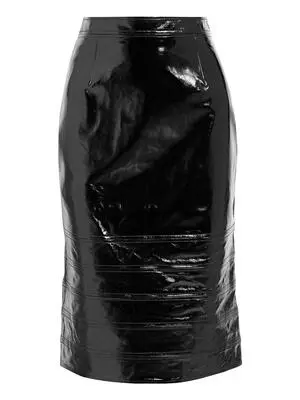 Herve Leger Pencil Patent-leather Skirt - Black