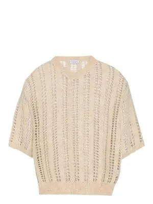 Brunello Cucinelli Metallic Open-knit Sweater - Beige
