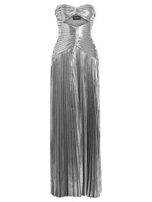 Retrofete Mallory Strapless Cutout Lamé Maxi Dress - Silver