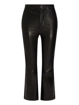FRAME Le Crop Mini Boot Leather Bootcut Pants - Black