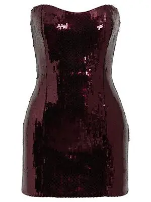 Retrofete Cecil Strapless Sequined Mini Dress Burgundy