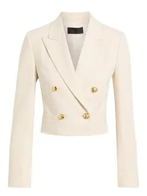 NILI LOTAN Beauregard Cropped Wool-twill Blazer - Ecru